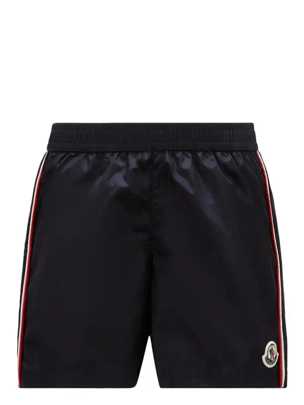 Moncler Tricolour-trimmed Swim Shorts - Blue