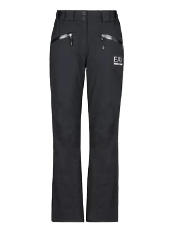 EA7 Straight Leg Casual Pants With Zip Detail - Black