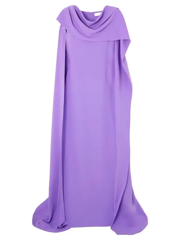 Oscar De La Renta Draped Stretch-silk Crepe Gown - Purple