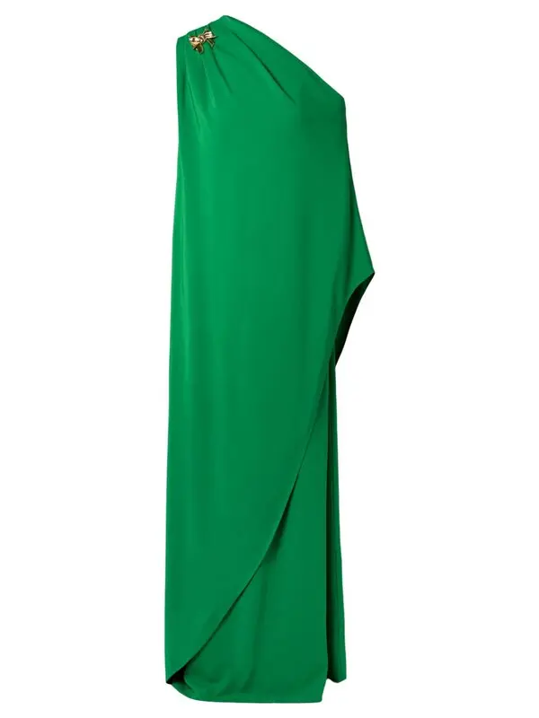 Oscar De La Renta One-shoulder Embellished Cady Dress - Green