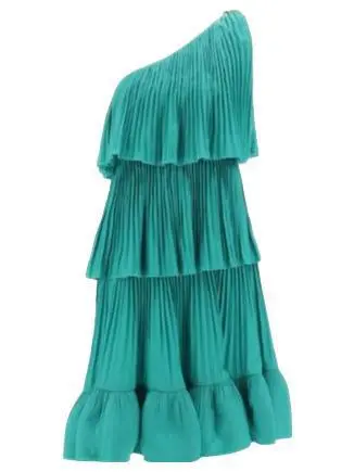 LANVIN Charmeuse Tiered Sleeveless Dress - Green