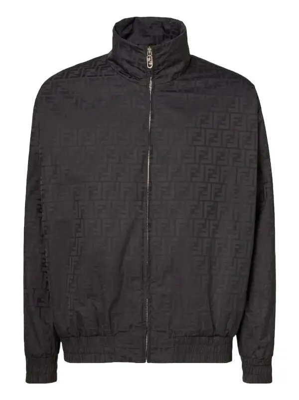 Fendi Ff Jacquard Zipped Bomber Jacket - Black