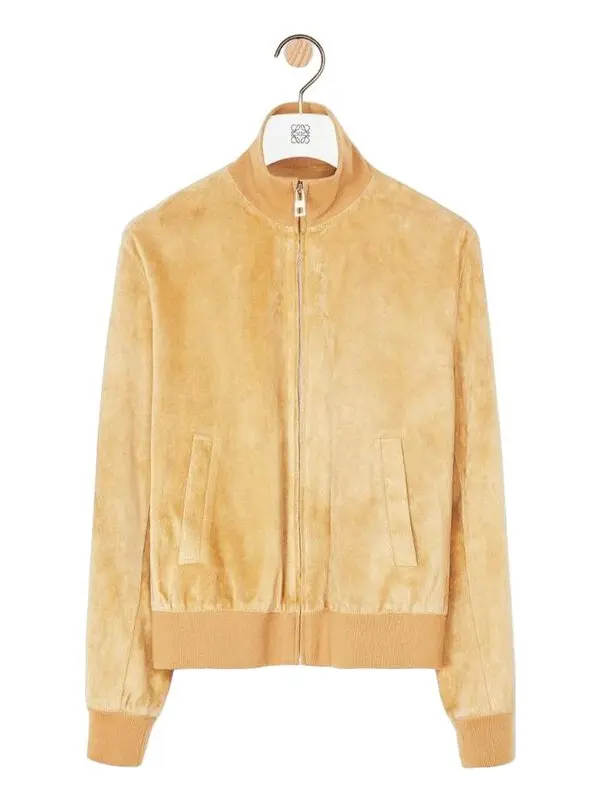 Loewe Suede Zip Jacket - Nude