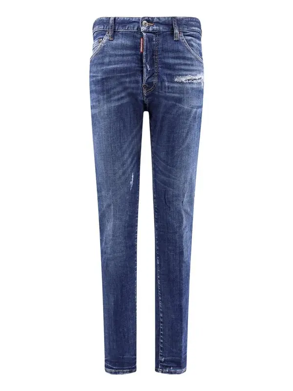 Dsquared2 Distressed Logo Patch Jeans - Blue