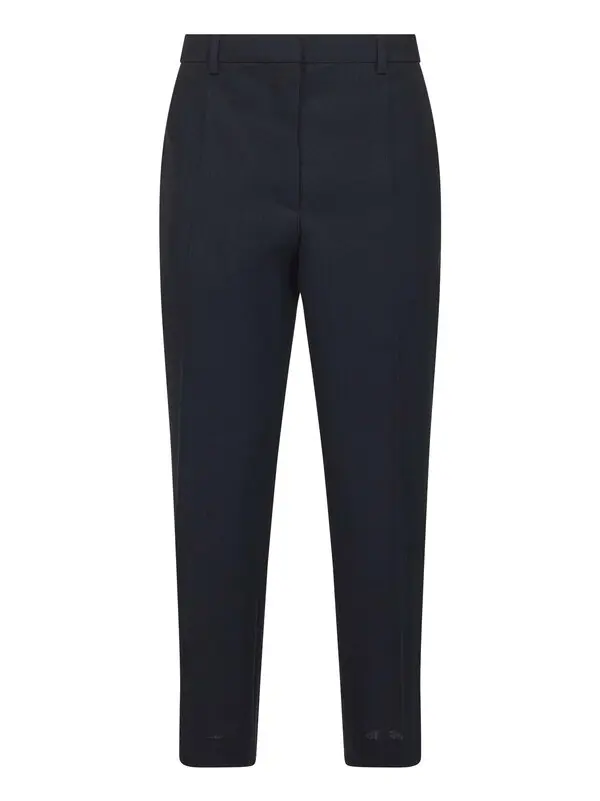 Prada Wool Rush Stitch Tailored Trousers - Blue