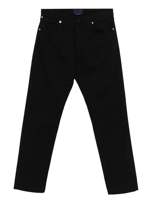 Stone Island Logo Patch Straight-leg Trousers - Black