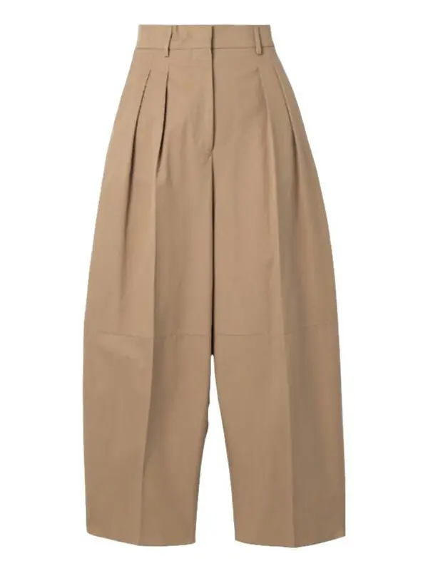 Altuzarra Pleated Cotton-twill Barrel-leg Pants - Nude