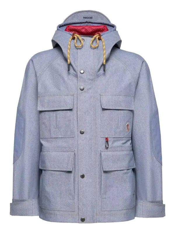 Moncler Ajaccio Chambray Hooded Field Jacket - Light Blue