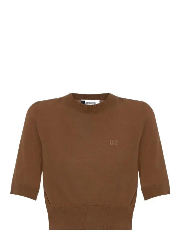 Dsquared2 Logo Printed Cropped Jumper - Brown