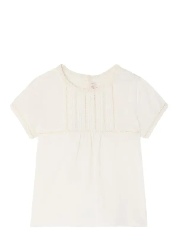 Bonpoint Capricia Lace Panel T-shirt - Milk White