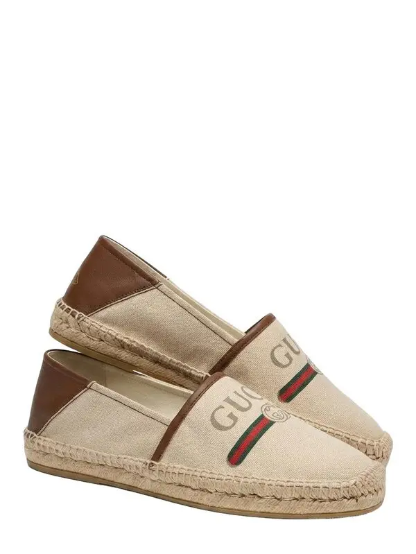 Gucci Logo Canvas Espadrille - Nude