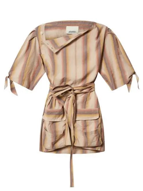 Isabel Marant Étoile Mariza Striped Boat Neck Mini Dress - Desert