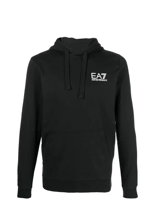 EA7 Printed Logo Hoodie - Black