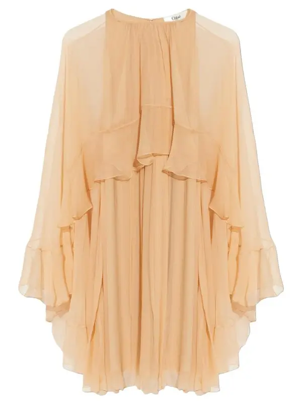 Chloé Ruffled Mini Dress - Beige