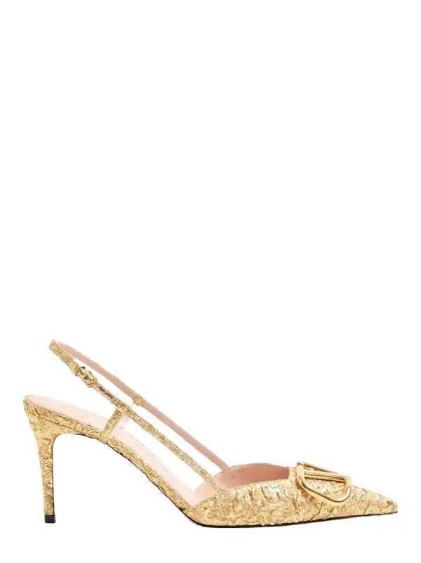 Valentino Garavani Vlogo Signature Pointed Toe Slingback Pumps - Golden