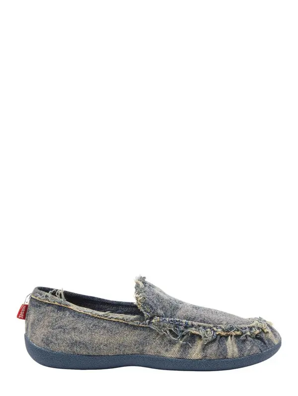 DIESEL® D-shock Moc Frayed Denim Loafers - Blue