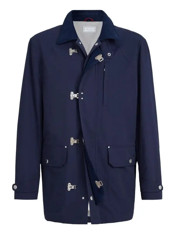 Brunello Cucinelli Hook Fastened Long Sleeved Jacket - Blue