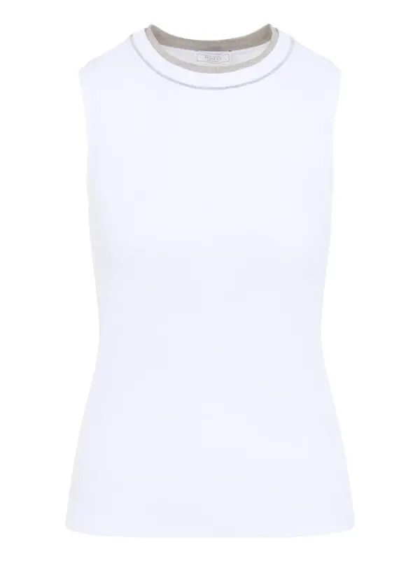Peserico Contrast Trim Sleeveless Top - White