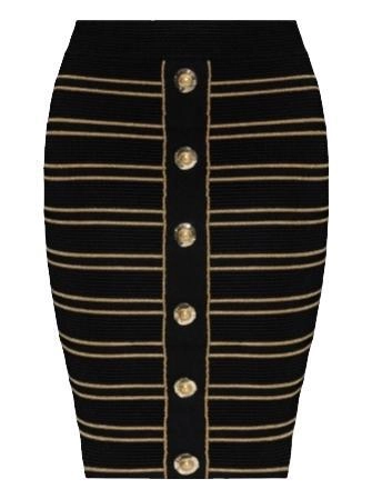 Balmain Lurex Thread Pencil Skirt - Black