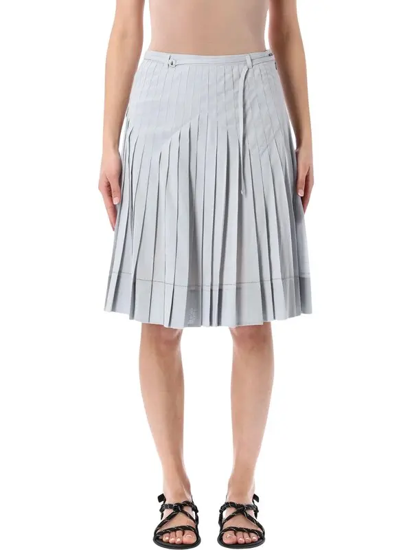 LOW CLASSIC Belted Pleated Skirt - Light Blue