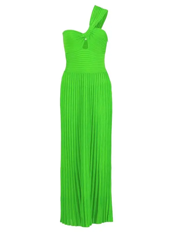 Gabriela Hearst One-shoulder Maxi Dress With Twist Pleats - Olivine Green