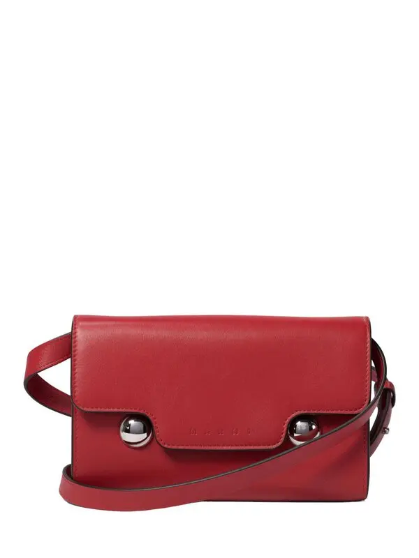 Marni Logo Debossed Foldover Crossbody Bag - Red