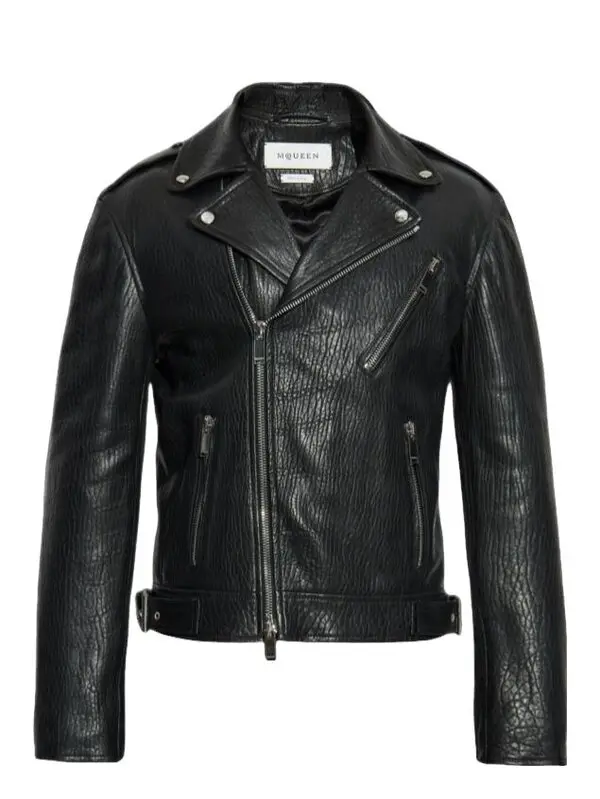 Alexander McQueen Zipped Leather Biker Jacket - Black