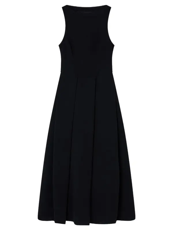 Emporio Armani Sleeveless Pleated Midi Dress - Black