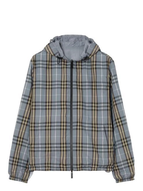 Burberry Reversible Checked Hooded Jacket - Waves Blue