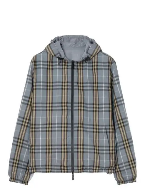 Burberry Reversible Hooded Jacket With Check Pattern - Wavy Blue