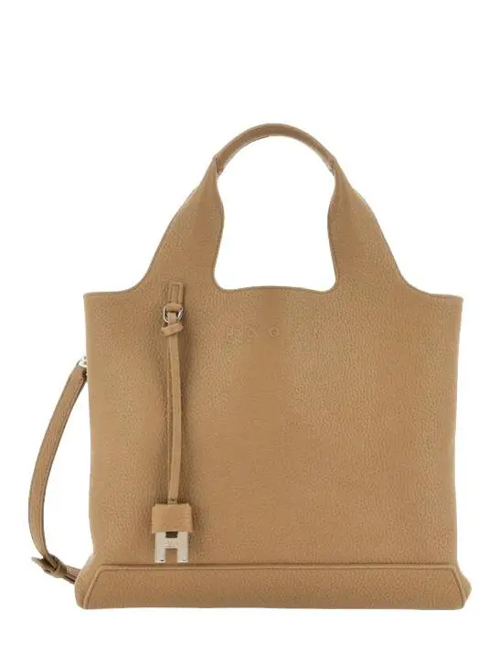 Hogan H Logo Charm Shopping Bag - Beige