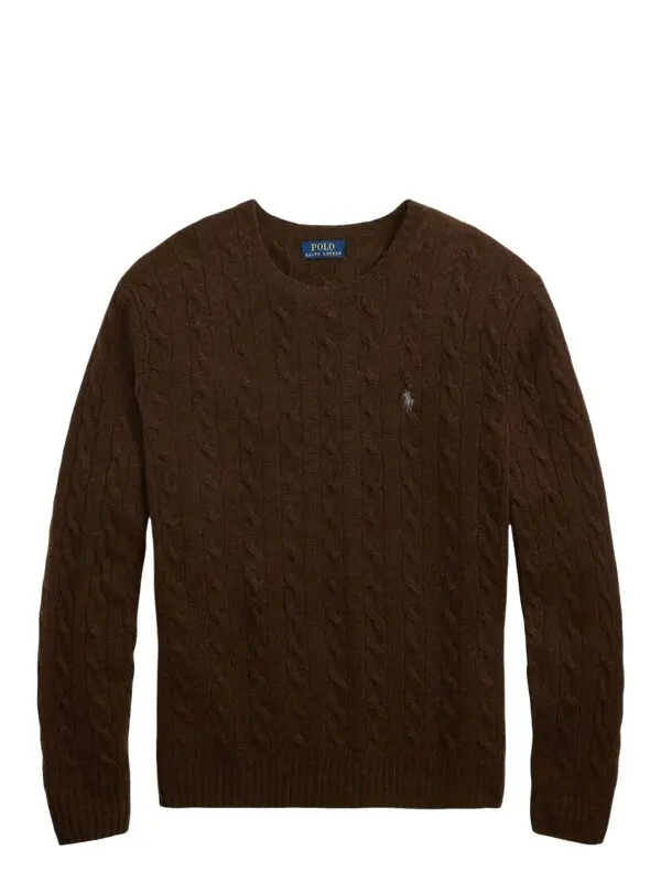 Polo Ralph Lauren Cable-knit Crew Neck Sweater - Cacao Brown Heather