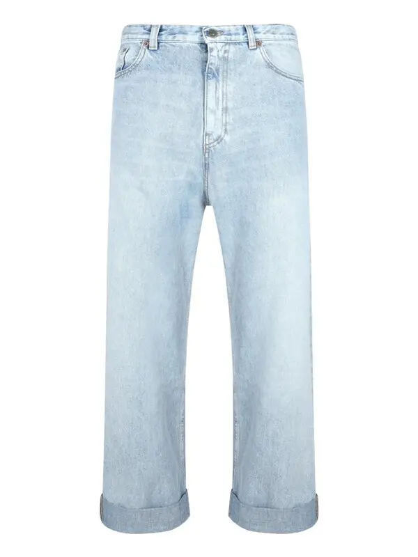 Valentino Garavani Wide-leg Cropped Jeans - Blue