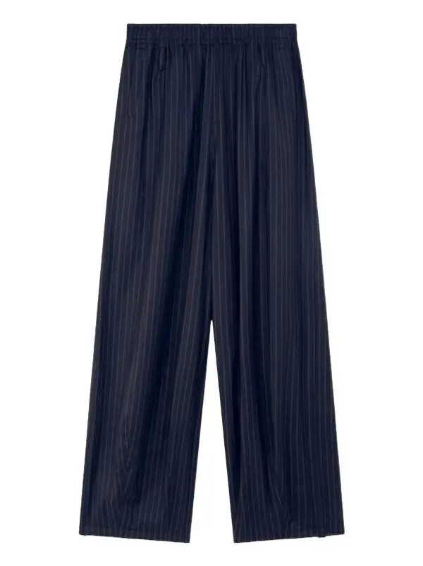 THE FRANKIE SHOP Elastic Waist Striped Casual Pants - Black