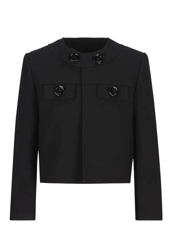 Celine Brompton Jacket In Gauffered Double Wool - Black