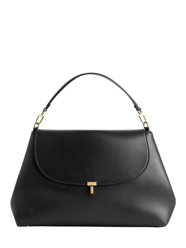 TOTEME T-lock Foldover Shoulder Bag - Black