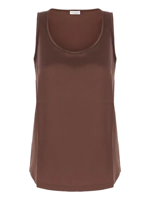 Brunello Cucinelli Sleeveless Sequin-trimmed Top - Brown