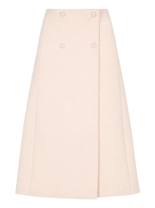 Fendi Diagonal Quilted Midi Skirt - Nude