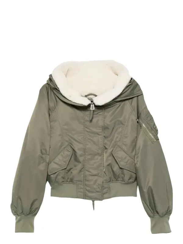 Ermanno Scervino Logo Embroidered Hooded Bomber Jacket - Military Green