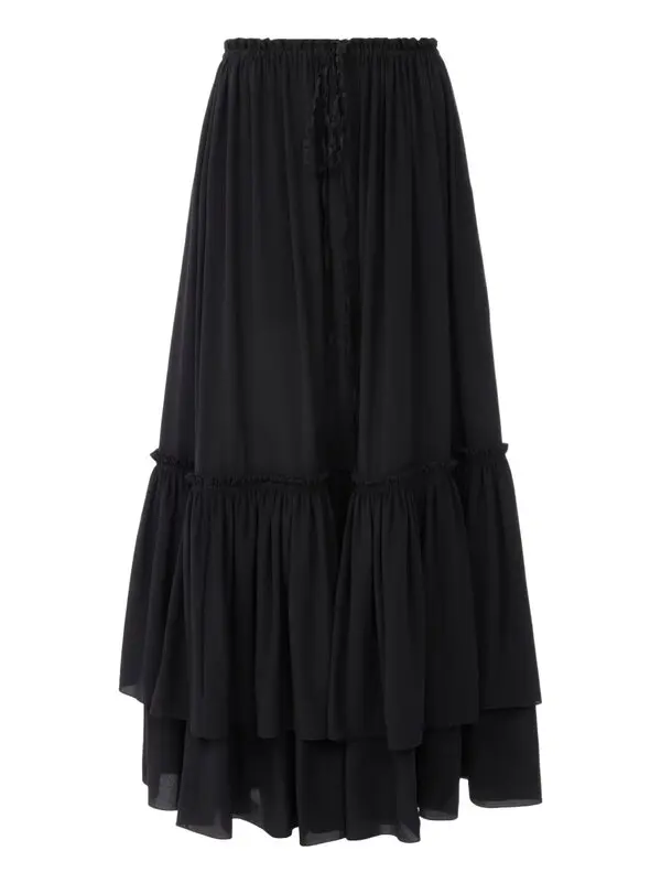 Chloé Tiered Ruffled Maxi Skirt - Black