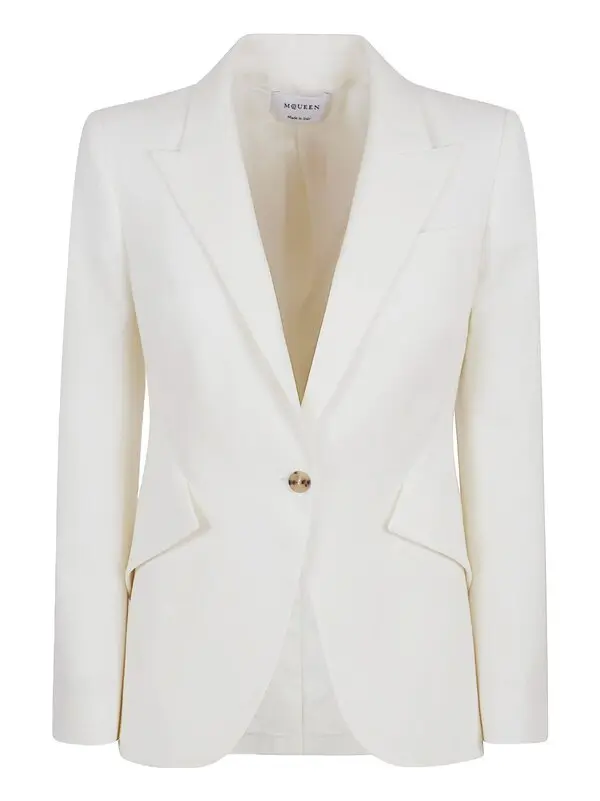 Alexander McQueen Single Breasted Tailored Blazer - Bone