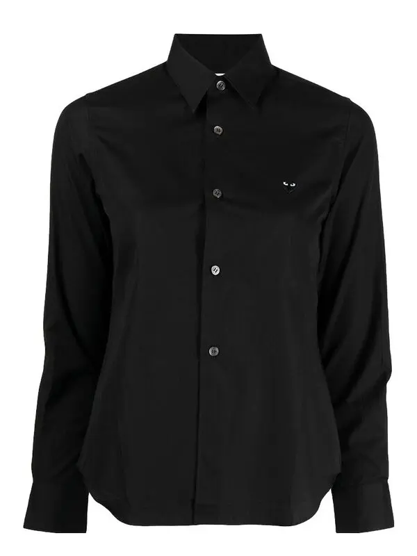 Play Comme Des Garcon Logo Long Sleeve Shirt - Black