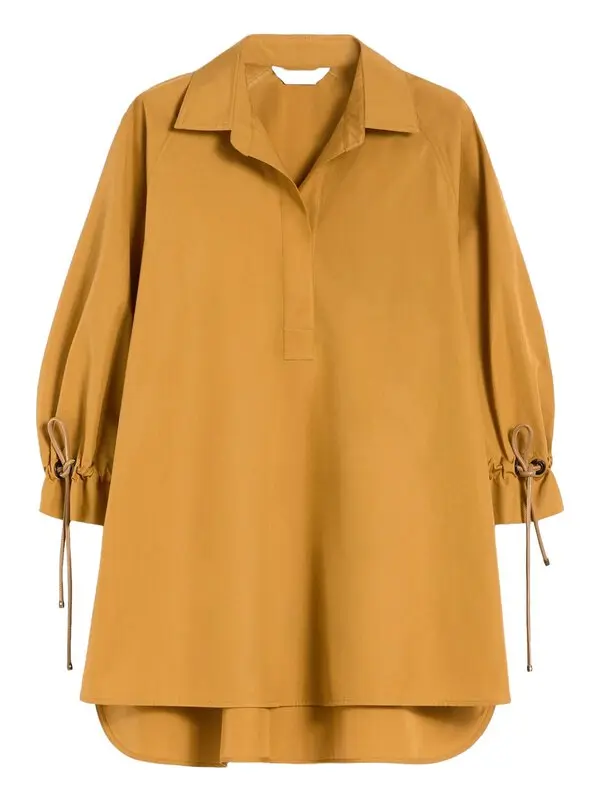 Max Mara Cotton Blouse With Drawstring Cuffs - Earth Color