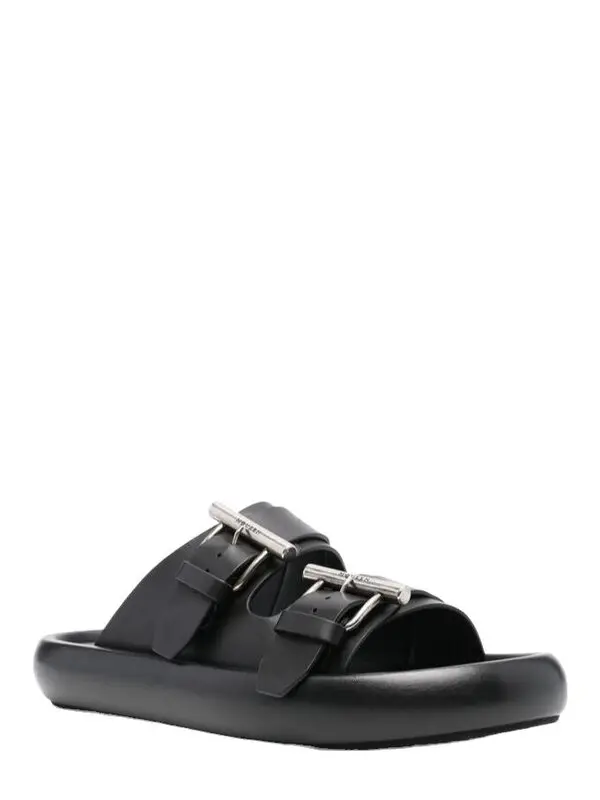 Alexander McQueen Double Buckle Slip-on Slides - Black