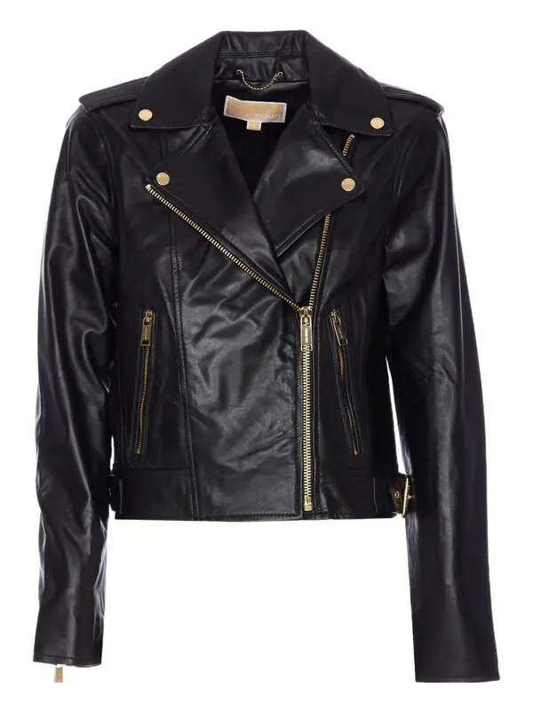 Michael Kors Leather Zip-detail Moto Jacket - Black