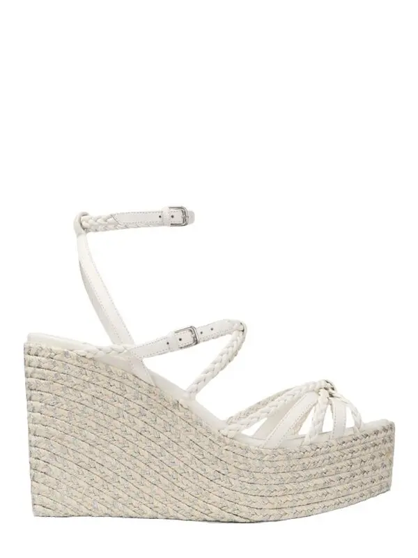 JIMMY CHOO Nyra 100 Wedge Sandals - Latte / Natural