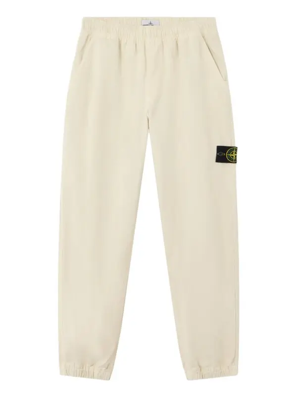 Stone Island Logo Patch Elasticated Hem Trousers - Ivory
