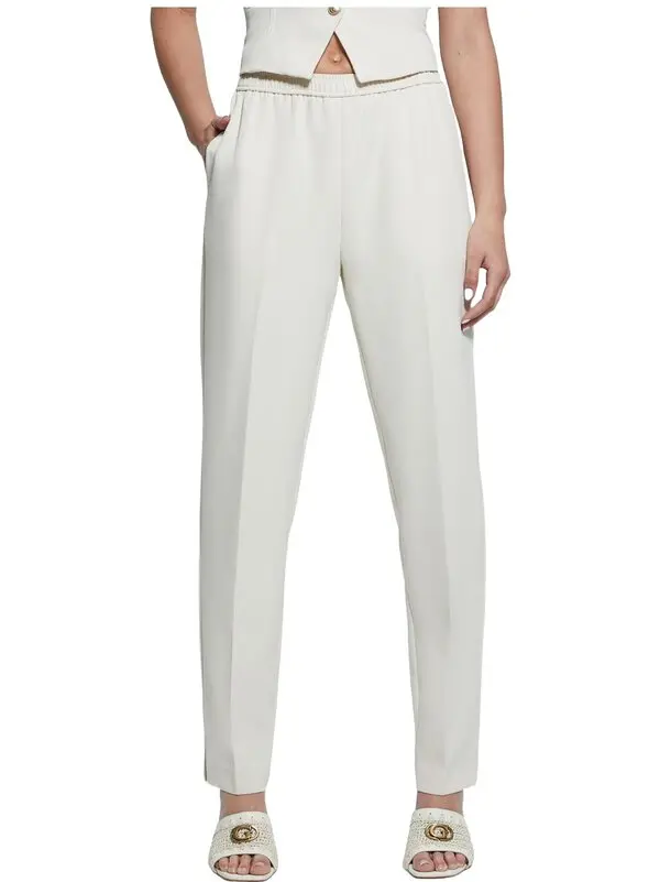 Guess Elastic Waist Sweatpants With Ankle Slits - Off-white