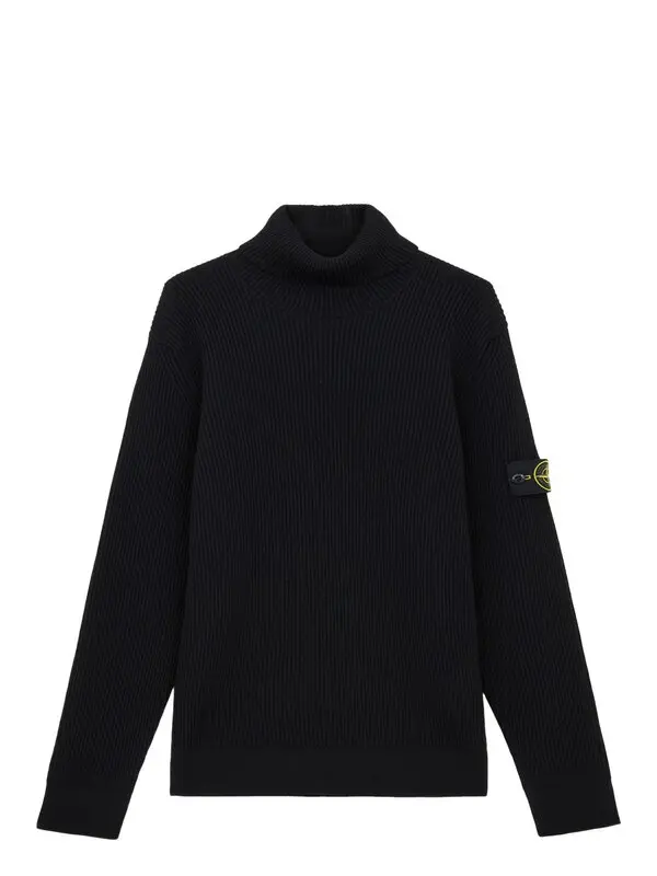Stone Island Ribbed Turtleneck Jumper - Black