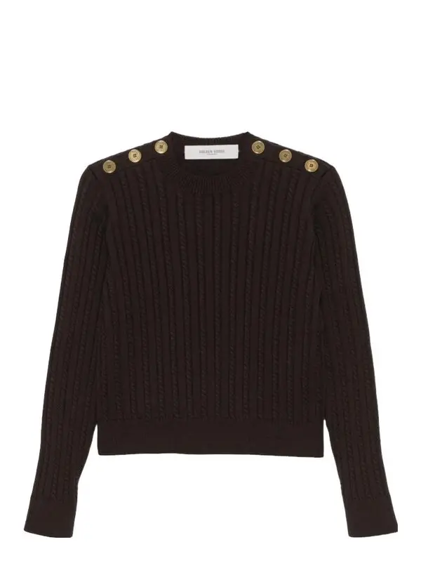 GOLDEN GOOSE Cable-knit Button Detailed Jumper - Coffee Brown